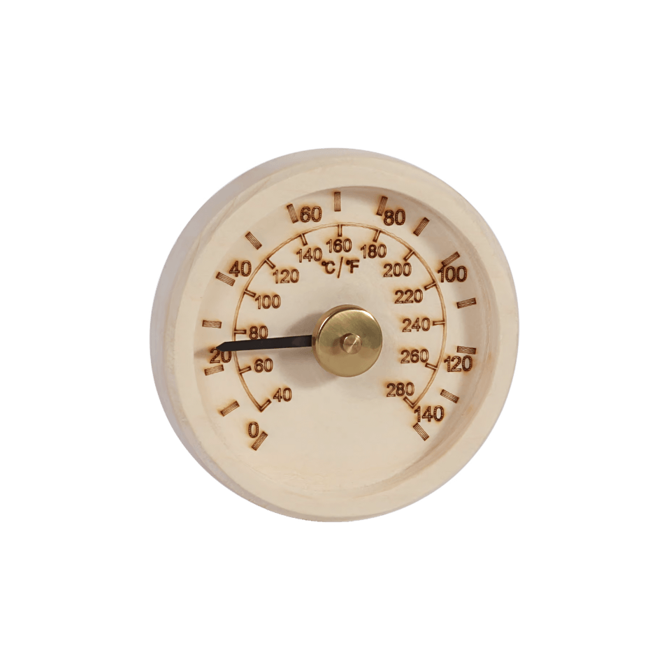 Engraved Aspen Round Thermometer C-F (4″ diameter) – The Sauna Place