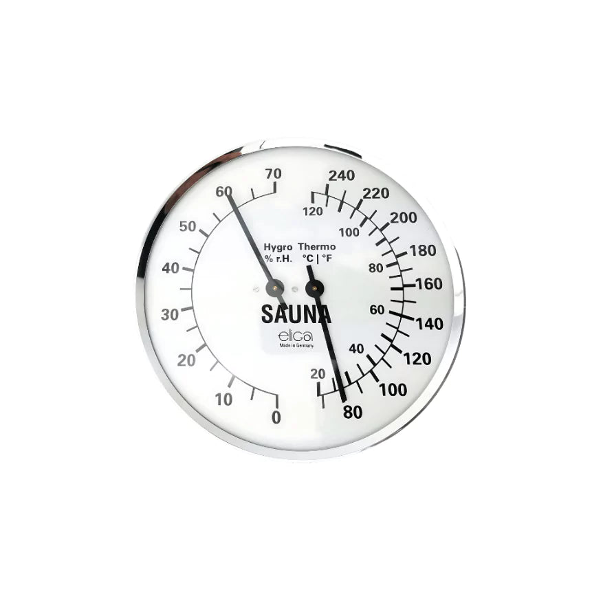 Premium Sauna Thermometer & Hygrometer 6" Glass Face | The Sauna Place